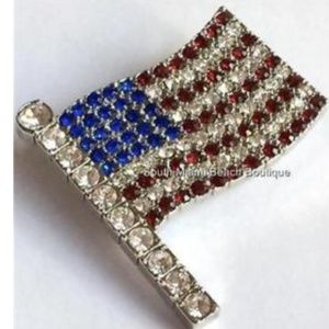 Unbranded | Jewelry | Silver Crystal Usa Flag Pin Brooch Patriotic 75 ...